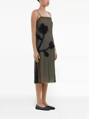 Marni Floral Appliqué Crepon Midi Dress