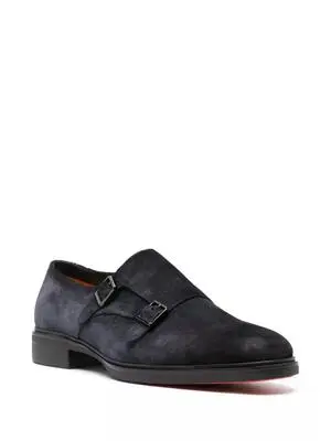 Santoni Suede Double Monk Strap Shoes