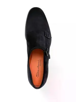 Santoni Suede Double Monk Strap Shoes