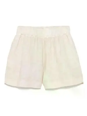 120% Lino Linen Shorts With Elasticated Waistband - Neutrals