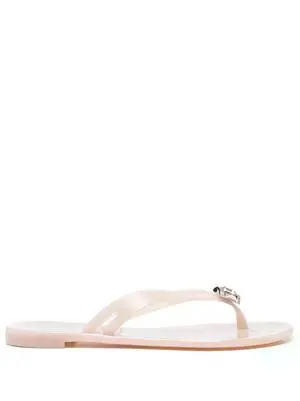 Casadei Crystal-embellished Flip Flops - Neutrals