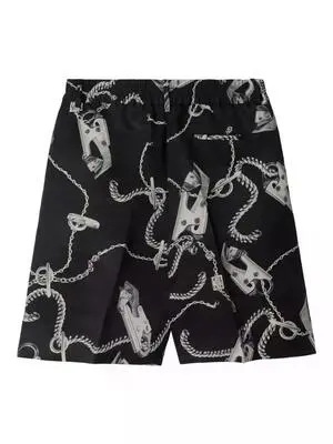 Burberry Chain Link Print Pleated Shorts
