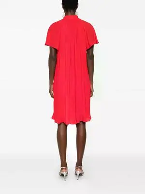 NISSA Plissé Midi Dress - Red