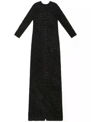 Balenciaga Tweed Button-back Maxi Dress