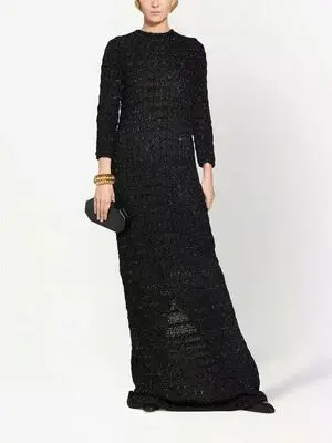 Balenciaga Tweed Button-back Maxi Dress