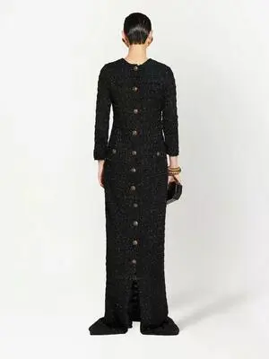 Balenciaga Tweed Button-back Maxi Dress