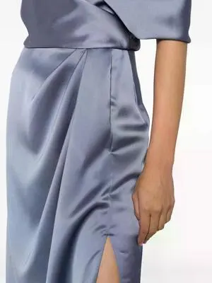 Amsale Off-shoulder Draped Gown - Blue