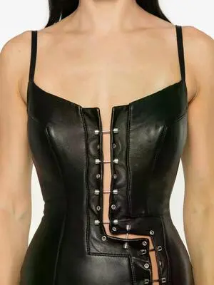 MITILIANE COUTURE Leather Piercing Embellished Mini Dress