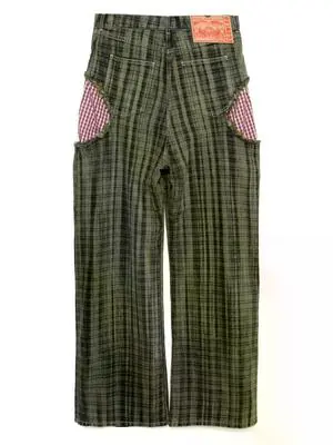EGONLAB Distressed Plaid Denim Jeans