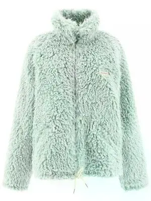 Marni Logo-appliqué Faux-fur Jacket - Blue