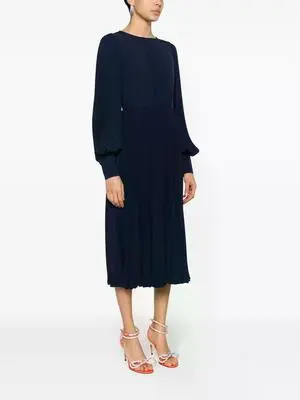 NISSA Pleated Midi Dress With Bishop Sleeves