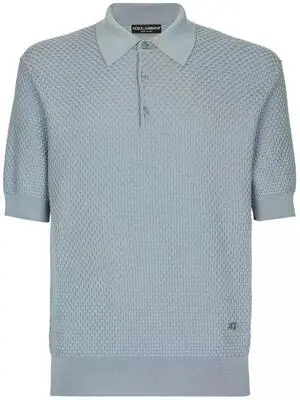 Dolce & Gabbana Waffle-knit Short-sleeved Polo Shirt - Grey