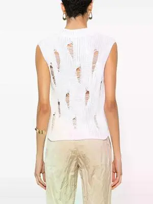 Gauchère Distressed Cotton Vest - White