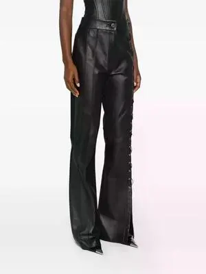 MITILIANE COUTURE Panelled Leather Trousers With Side Lace-up Detail