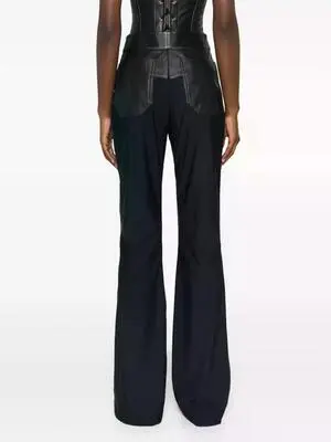MITILIANE COUTURE Panelled Leather Trousers With Side Lace-up Detail