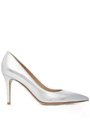 GIANVITO ROSSI Gianvito Rossi 85mm Metallic Leather Pumps Silver