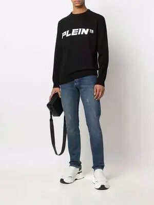 Philipp Plein Logo Print Crew Neck Jumper - Black