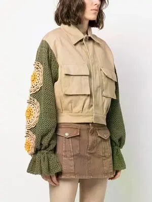 TU LIZÉ Cropped Jacket With Crochet Detailing