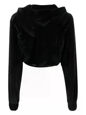 Philipp Plein Embellished Velour Hoodie - Black