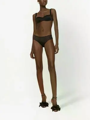 Dolce & Gabbana Mid-rise Satin Briefs - Black