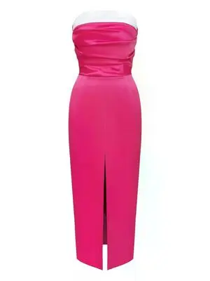 POST MERIDIEM Satin Midi Dress - Pink