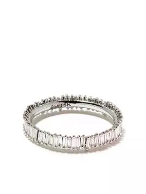SUZANNE KALAN 18kt White Gold Mini Classic Fireworks Diamond Eternity Band - Silver
