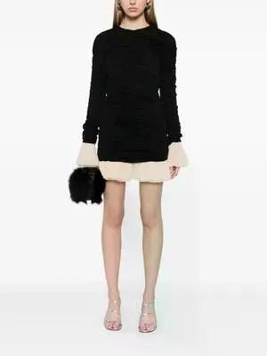 ROTATE BY BIRGER CHRISTENSEN Ruched Long-sleeve Mini Dress - Black