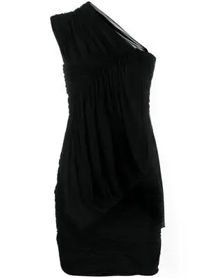 Rick Owens One-shoulder Ruched Minidress - Black