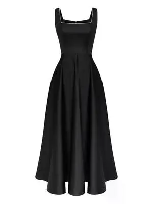 POST MERIDIEM Embellished Bodice Midi Dress - Black