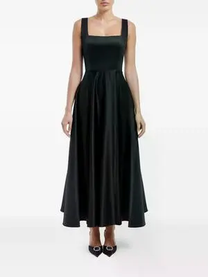POST MERIDIEM Embellished Bodice Midi Dress - Black
