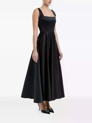 POST MERIDIEM Embellished Bodice Midi Dress - Black