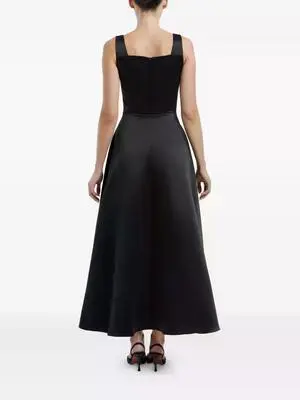 POST MERIDIEM Embellished Bodice Midi Dress - Black