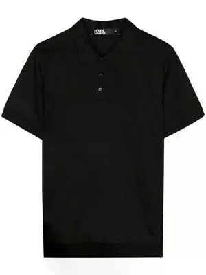 Karl Lagerfeld K/signature Cotton Polo Shirt - Black