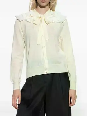 Comme Des Garçons Wool Cardigan With Detachable Collar - Neutrals