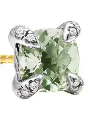 David Yurman Sterling Silver Petite Chatelaine Prasiolite And Diamond Stud Earrings