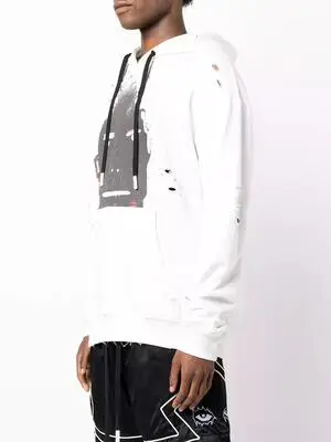 HACULLA. Blowing Up Growing Up" Distressed Cotton Hoodie