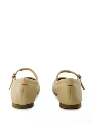 AeydĒ Leather Ballerina Shoes With Buckle-fastening Ankle Strap - Neutrals