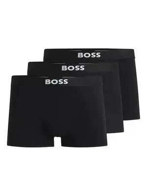 BOSS Three-pack Of Stretch-cotton Trunks With Logo Waistbands - Black
