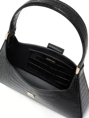 ANINE BING Embossed Crocodile Effect Shoulder Bag - Black