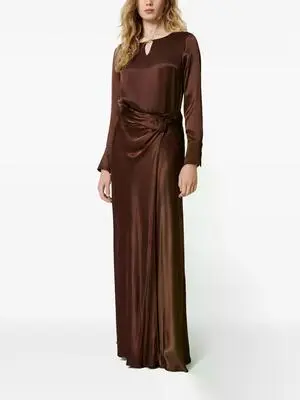 TWINSET Chocolate Draped Satin Skirt
