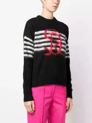 Sonia Rykiel Paris Intarsia-knit Logo Jumper - Black