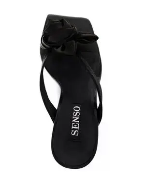Senso 70mm Electra Heeled Mules With Faux-rose Detail - Black