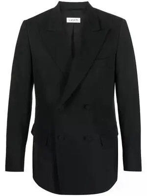 LANVIN Double-breasted Wool Blazer - Black