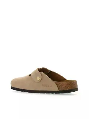 BIRKENSTOCK Boston Big Buckle Leather Slides - Neutrals