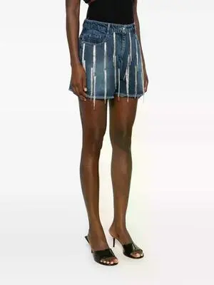 Patrizia Pepe Rhinestone Embellished Denim Shorts