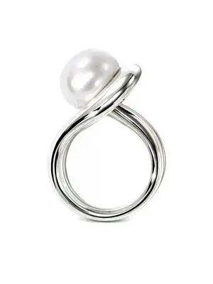 John Hardy Tone Swirl Pearl Ring - Silver