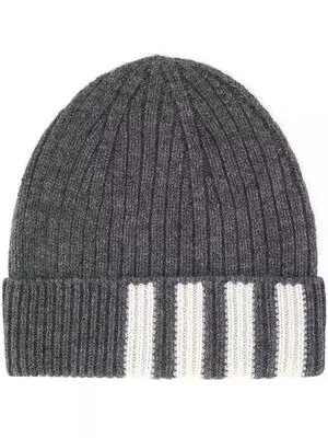 Thom Browne Cashmere Ribbed-knit Beanie - Grey