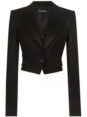 Dolce & Gabbana Gabardine Cropped Jacket With Peak Lapels