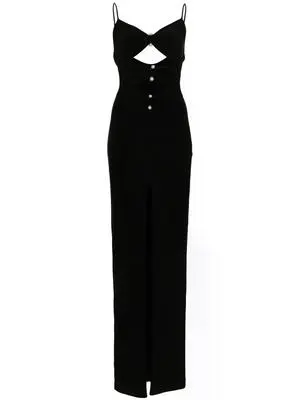 NISSA Stretch-jersey Cut-out Maxi Dress With Faux Pearl Embellishment