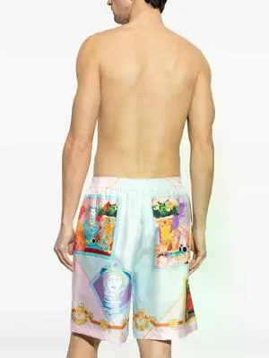 Versace Printed Silk Shorts - Blue